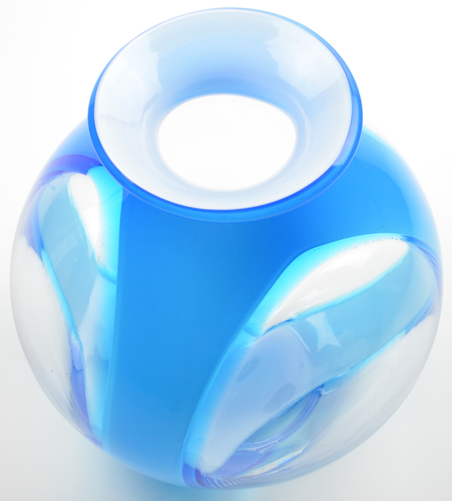 Blue Art Glass Vase - 10" Tall