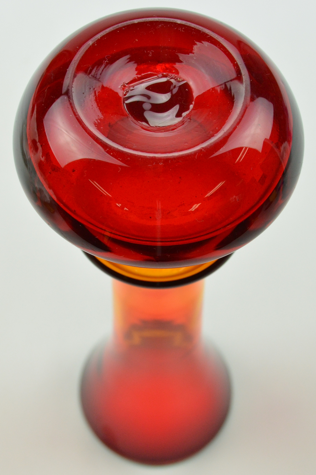 Amberina Glass Stretch Vase - 7.5" Tall - Vintage Collectible