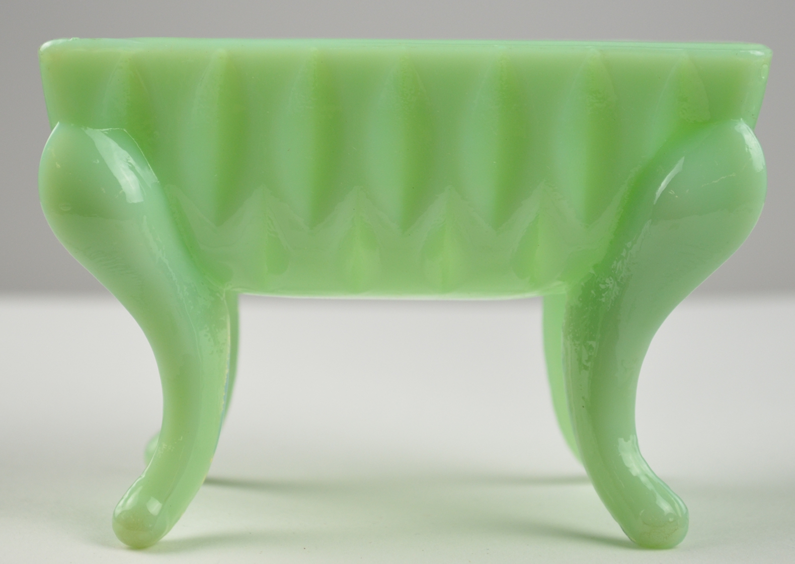 Jadeite Footed Trinket Box With Lid - 5" Tall