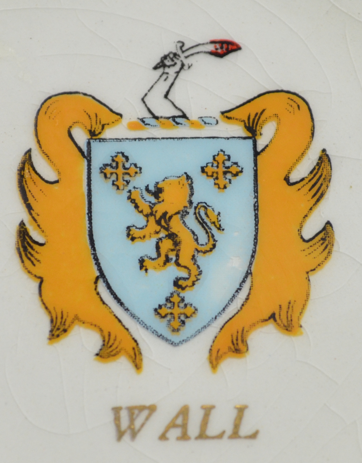 Arklow Pottery - Wall Family Crest Flat Cup Saucer - 4.25" Round