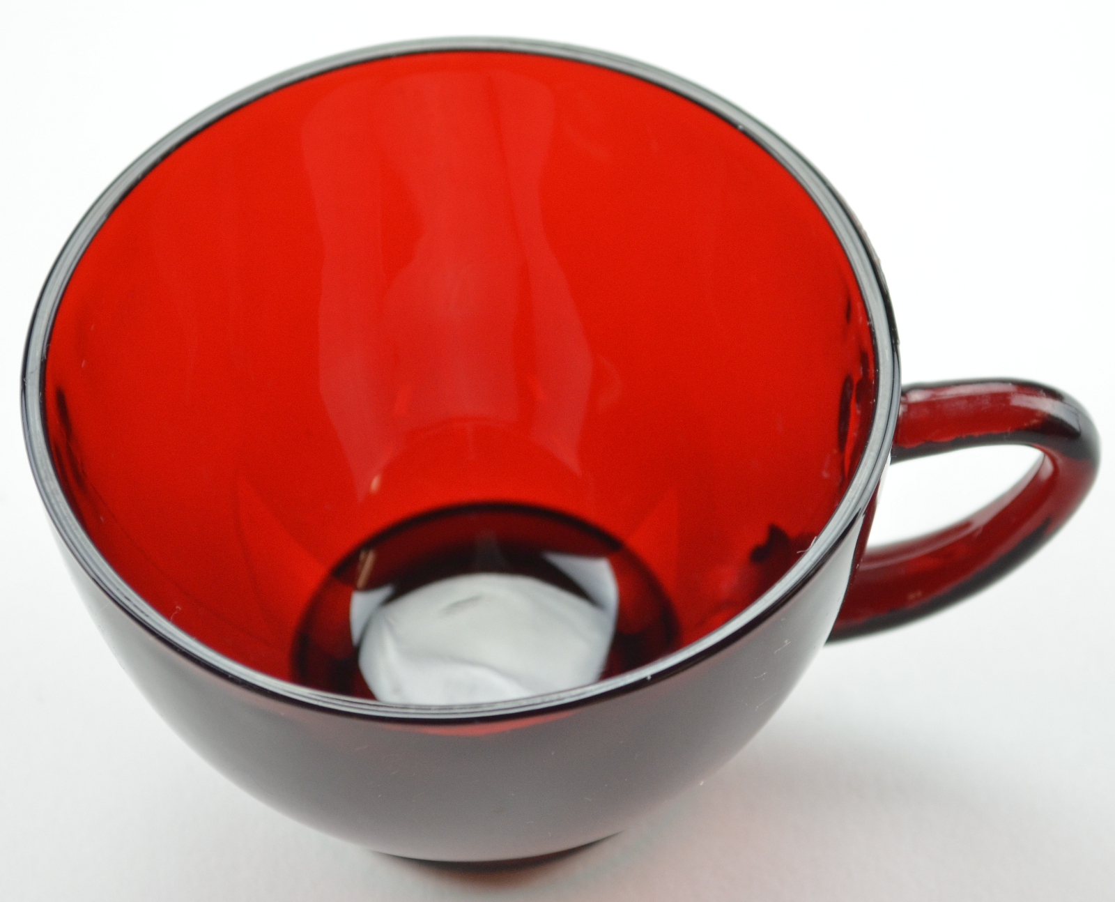 Ruby Red Glass Retro Tea Cup
