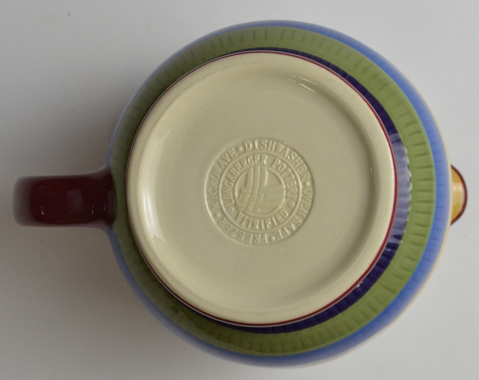 Longaberger Pottery - Bright Multi Color Pattern - Pitcher - 8.25" Tall