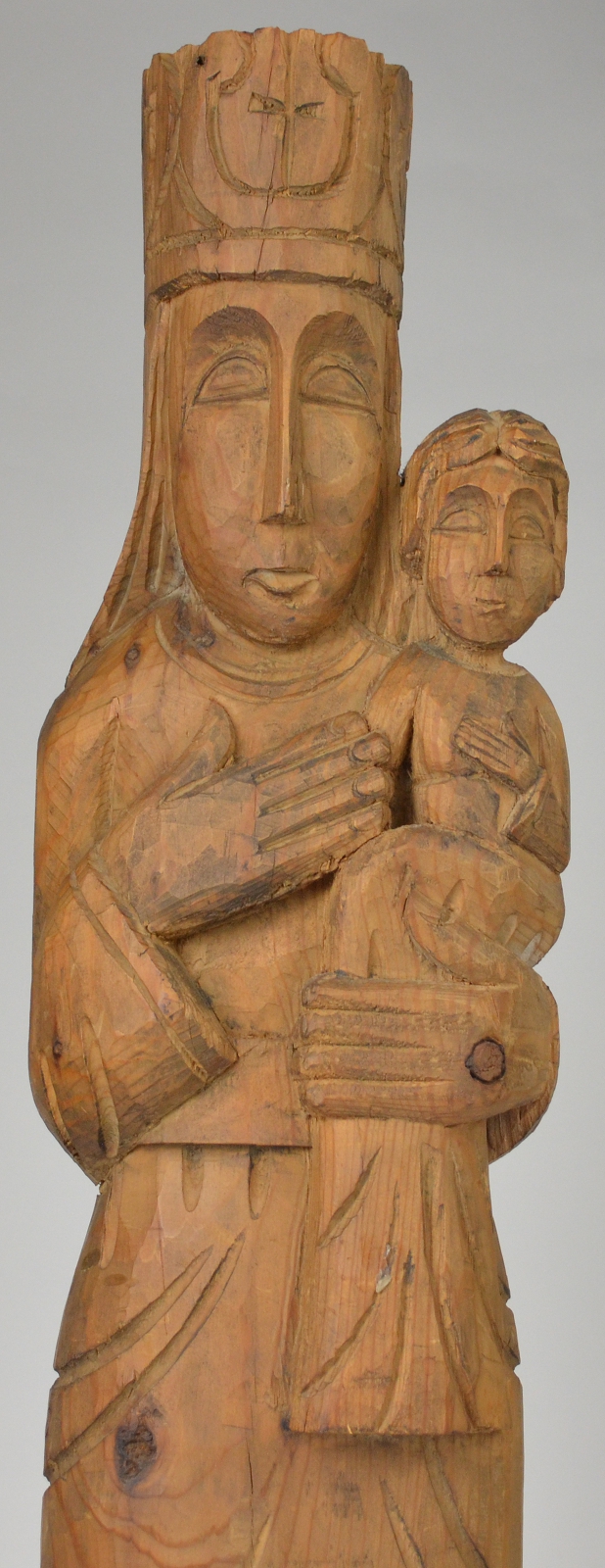Vintage Hand Carved Wooden Statue - Magi Holding Child
