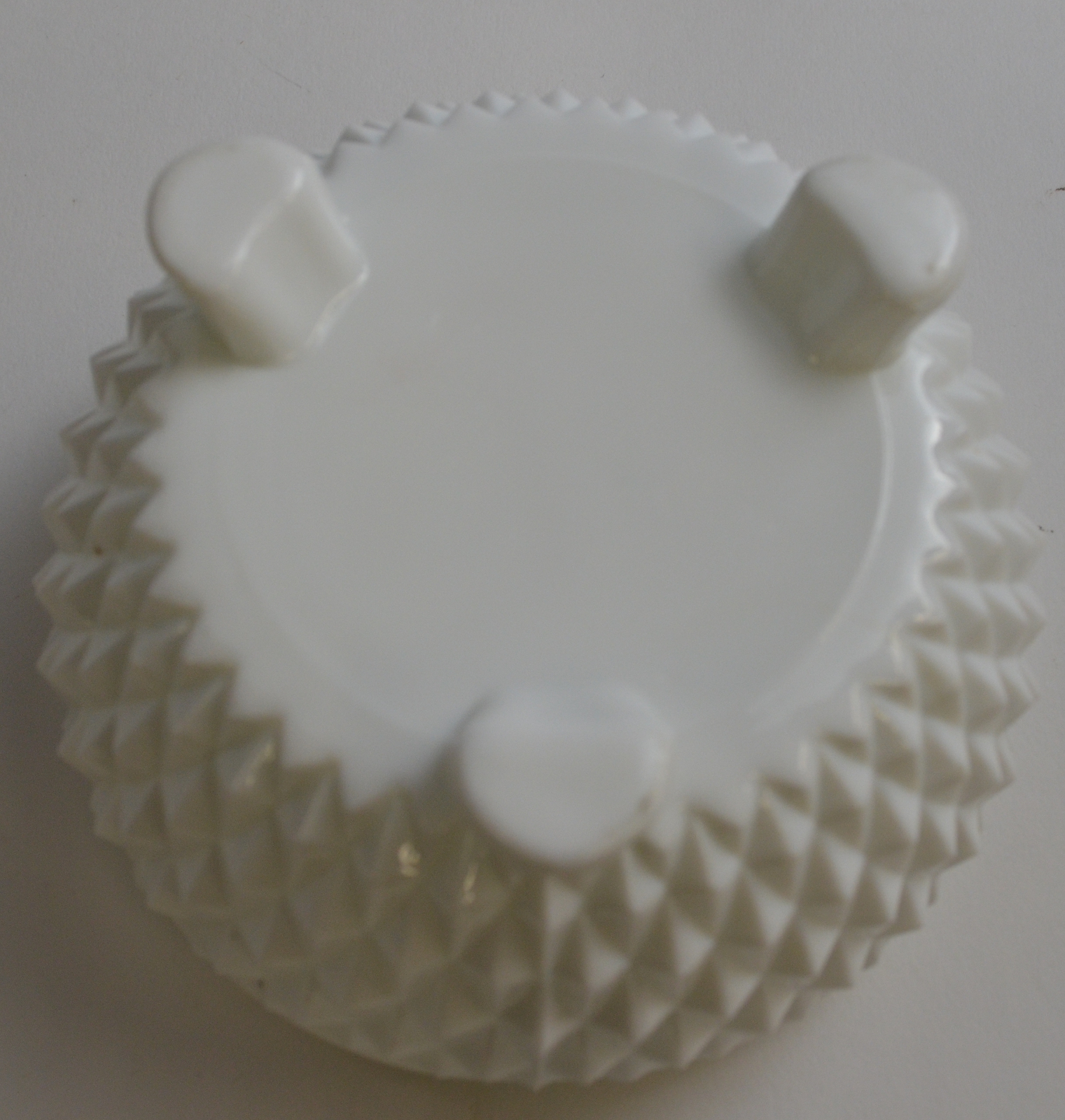 Indiana Glass - Diamond Point Milk Glass Patten - Footed Open Candy Dish
