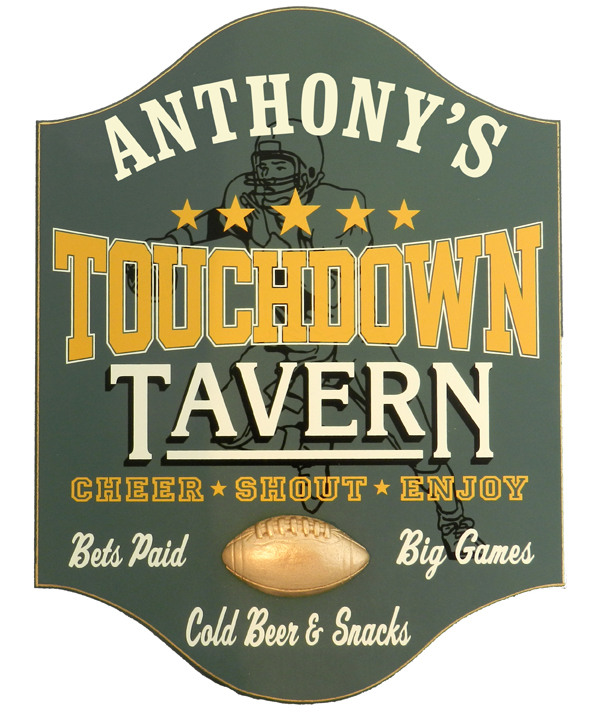 Football Sign | Sports Sign, Personalized Wood Signs, Touchdown Tavern