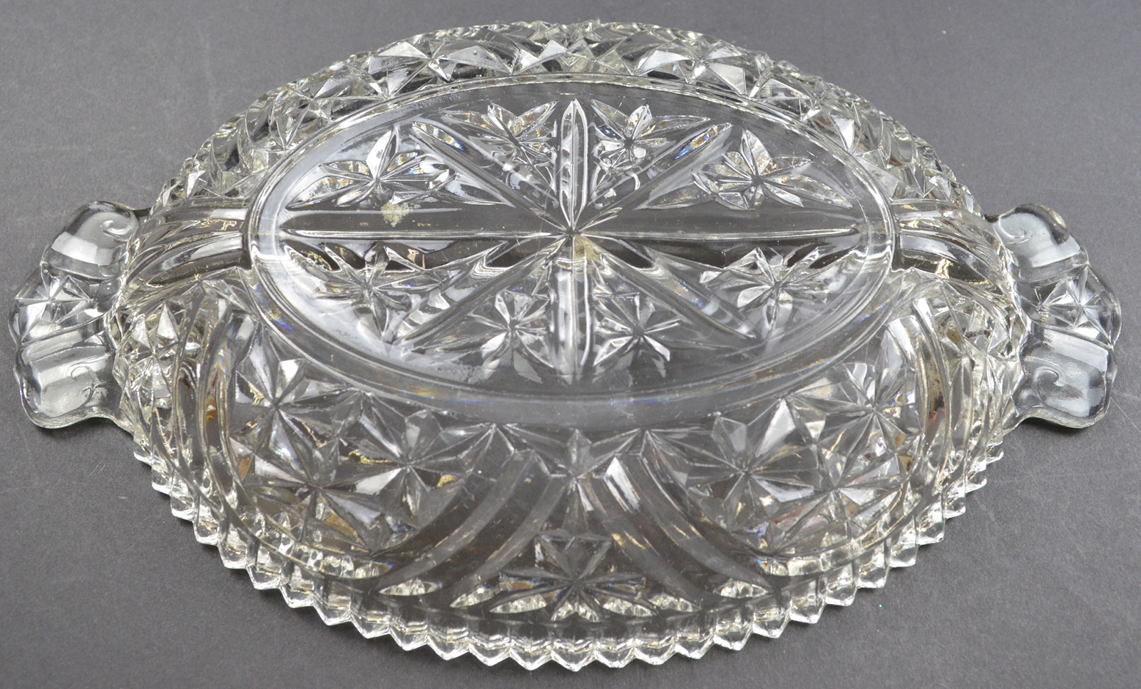 Anchor Hocking Glass - Stars & Bars Pattern - 2 Part Relish Dish