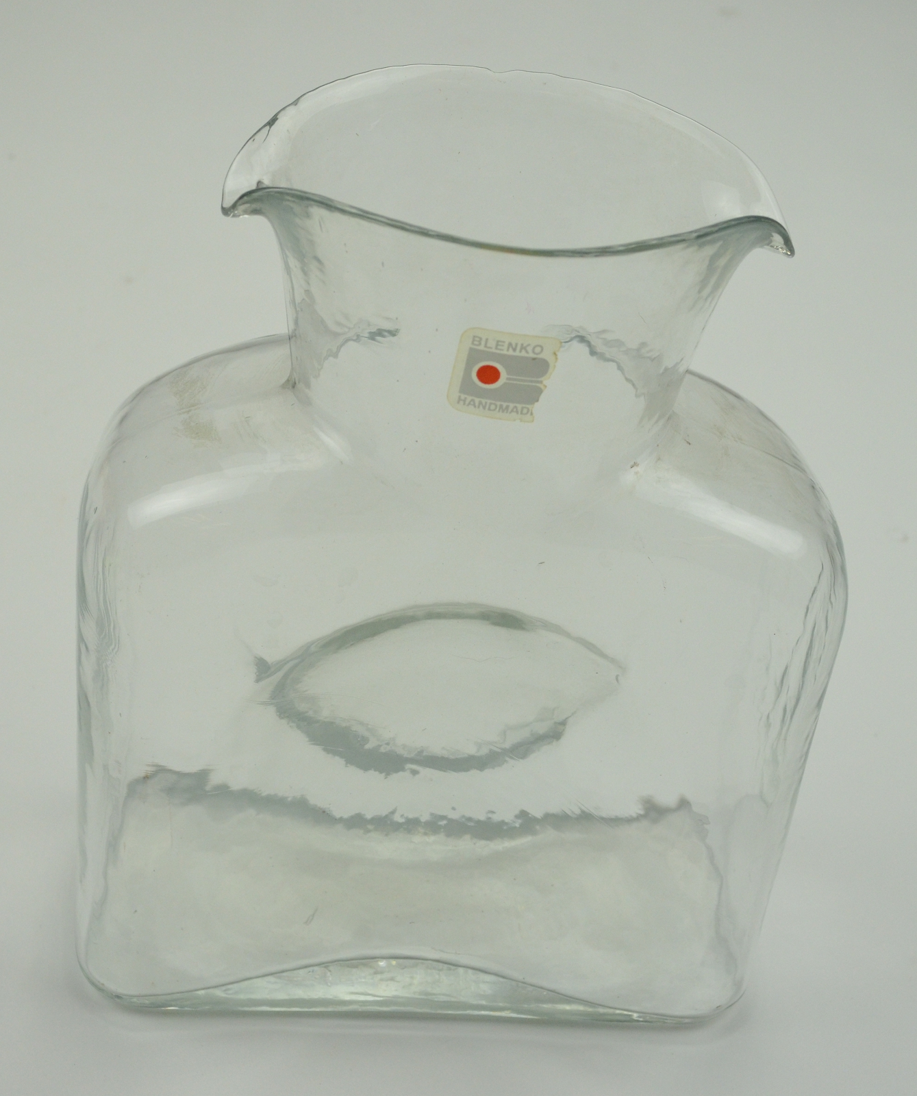 Blenko Hand Made Clear Water Pitcher - 8" Tall