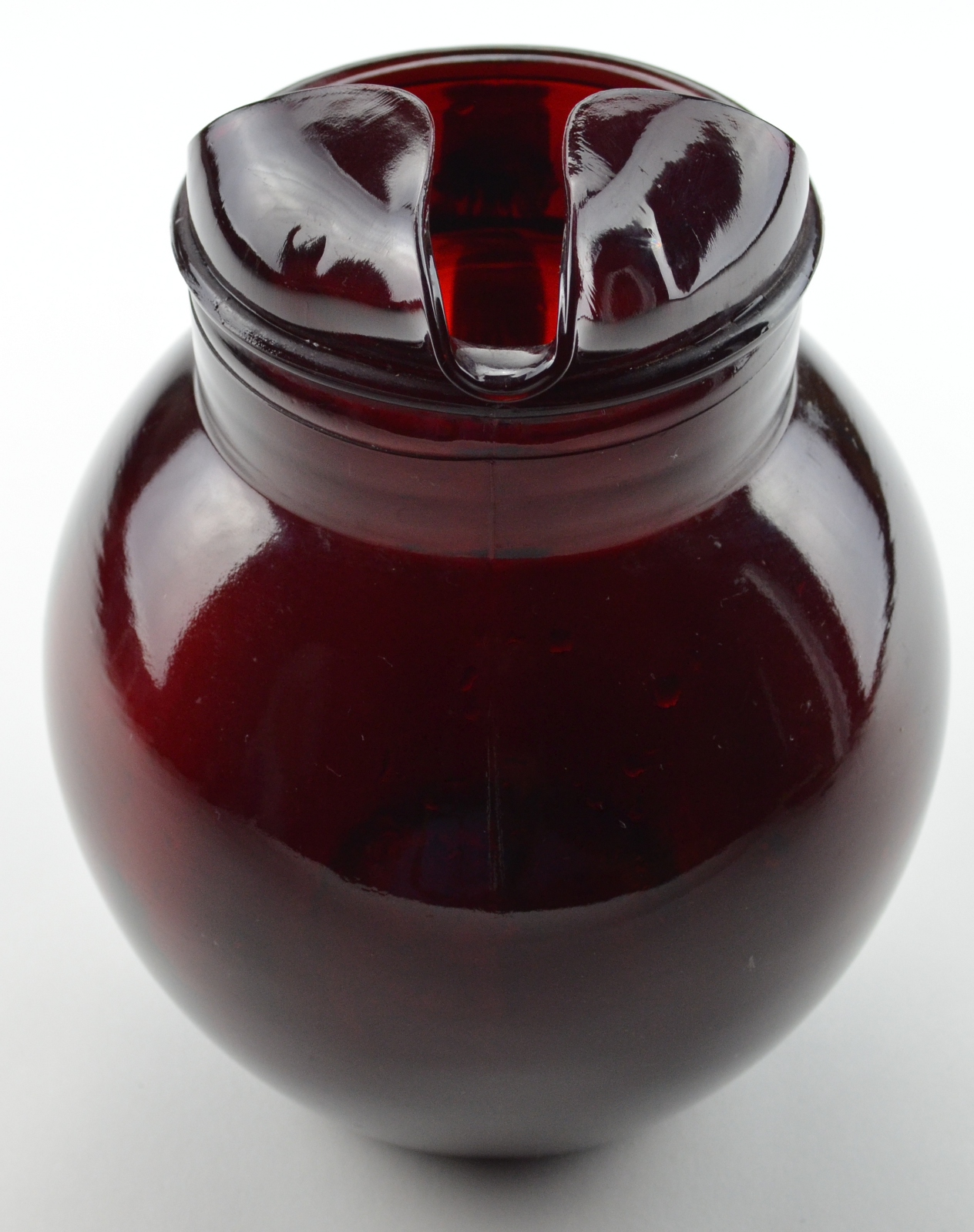 Vintage Ruby Red Pitcher and Glass Set %u2013 One Pitcher and Seven Glasses