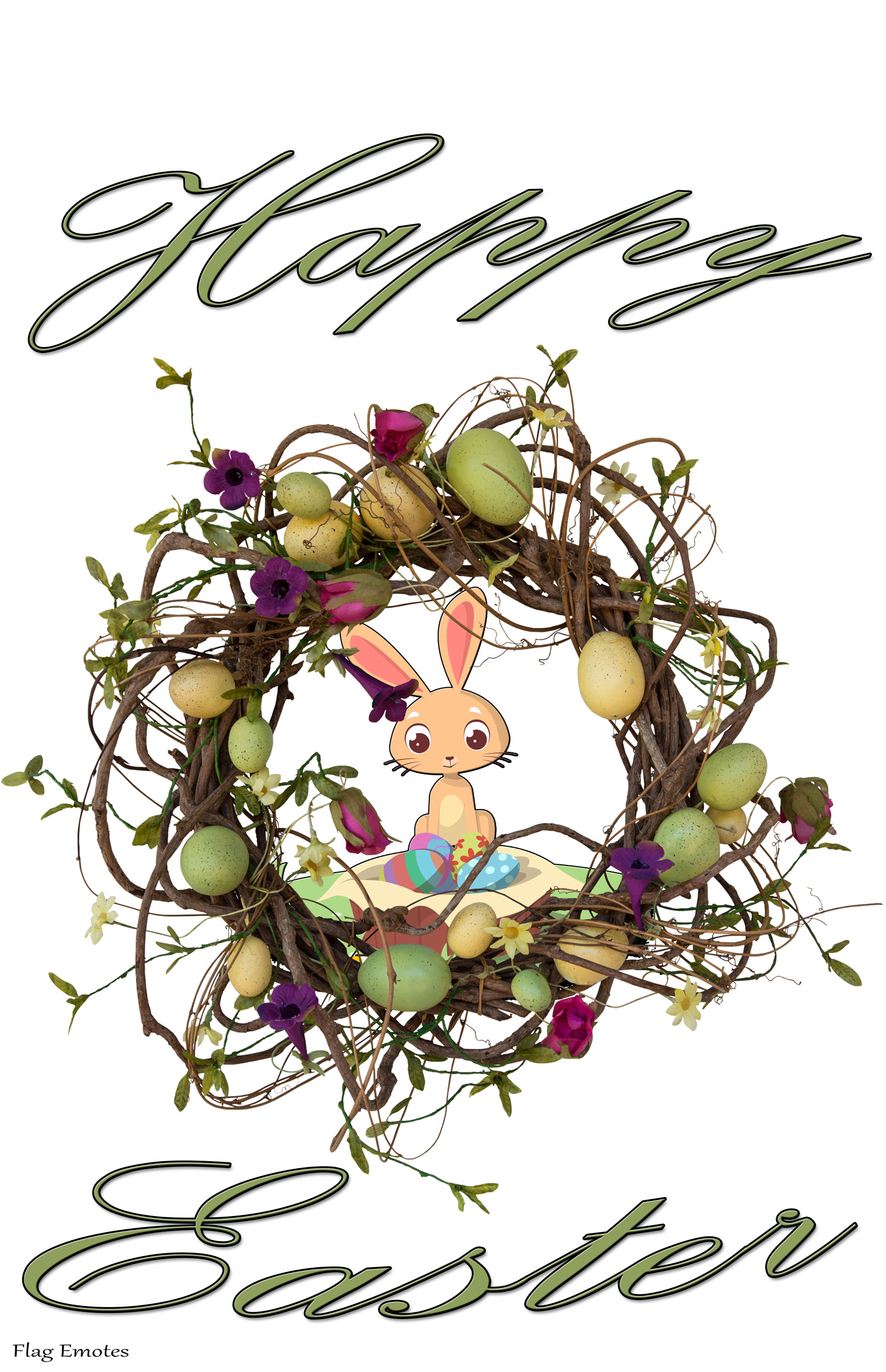 Happy Easter Bunny Garden Flag Emotes Holiday Yard Decor