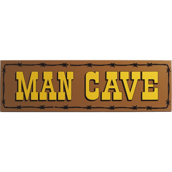 Man Cave Wooden Sign - Barbwire