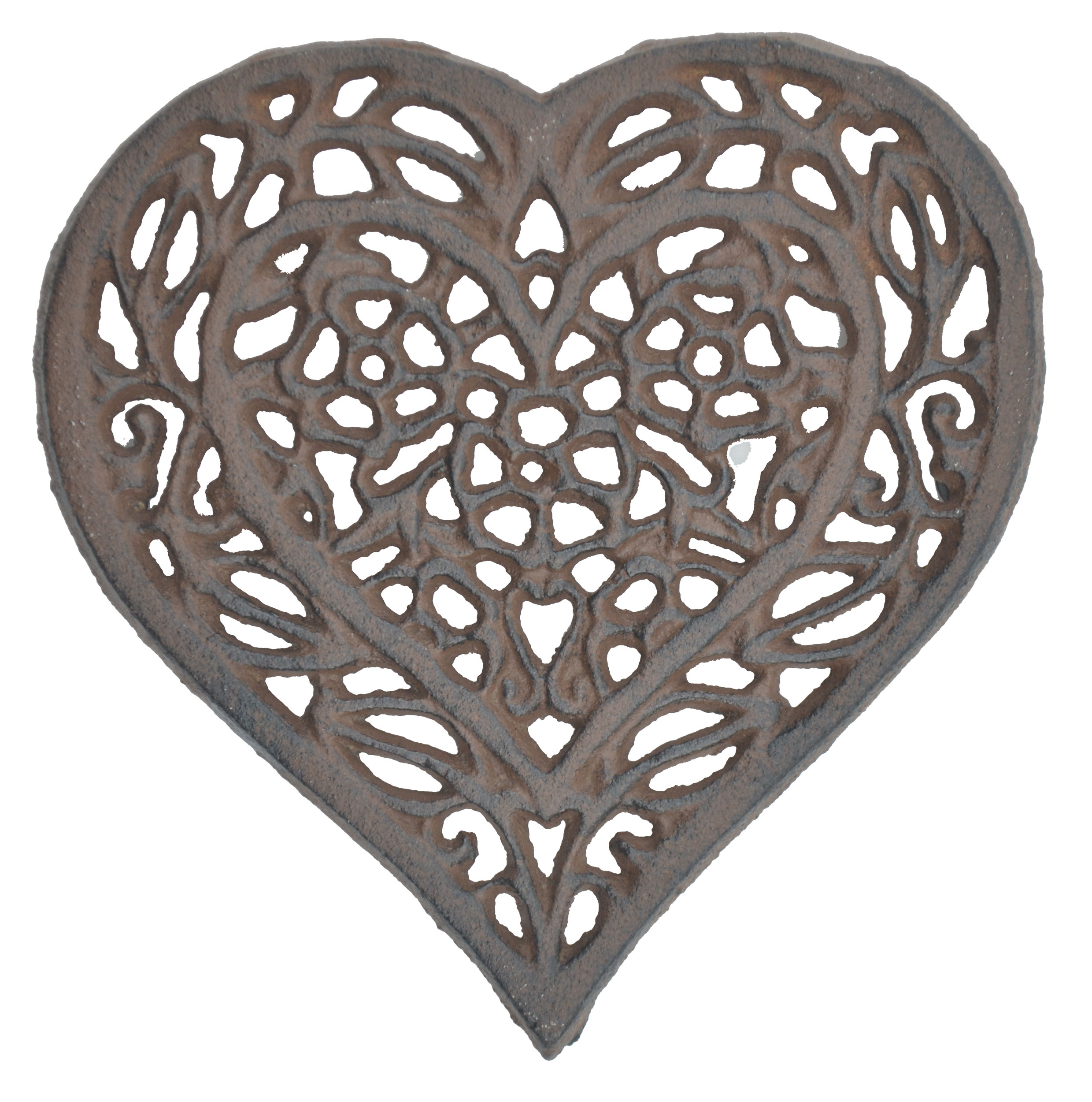 Heart Shaped Floral Flower Trivet Cast Iron Kitchen Hot Pad