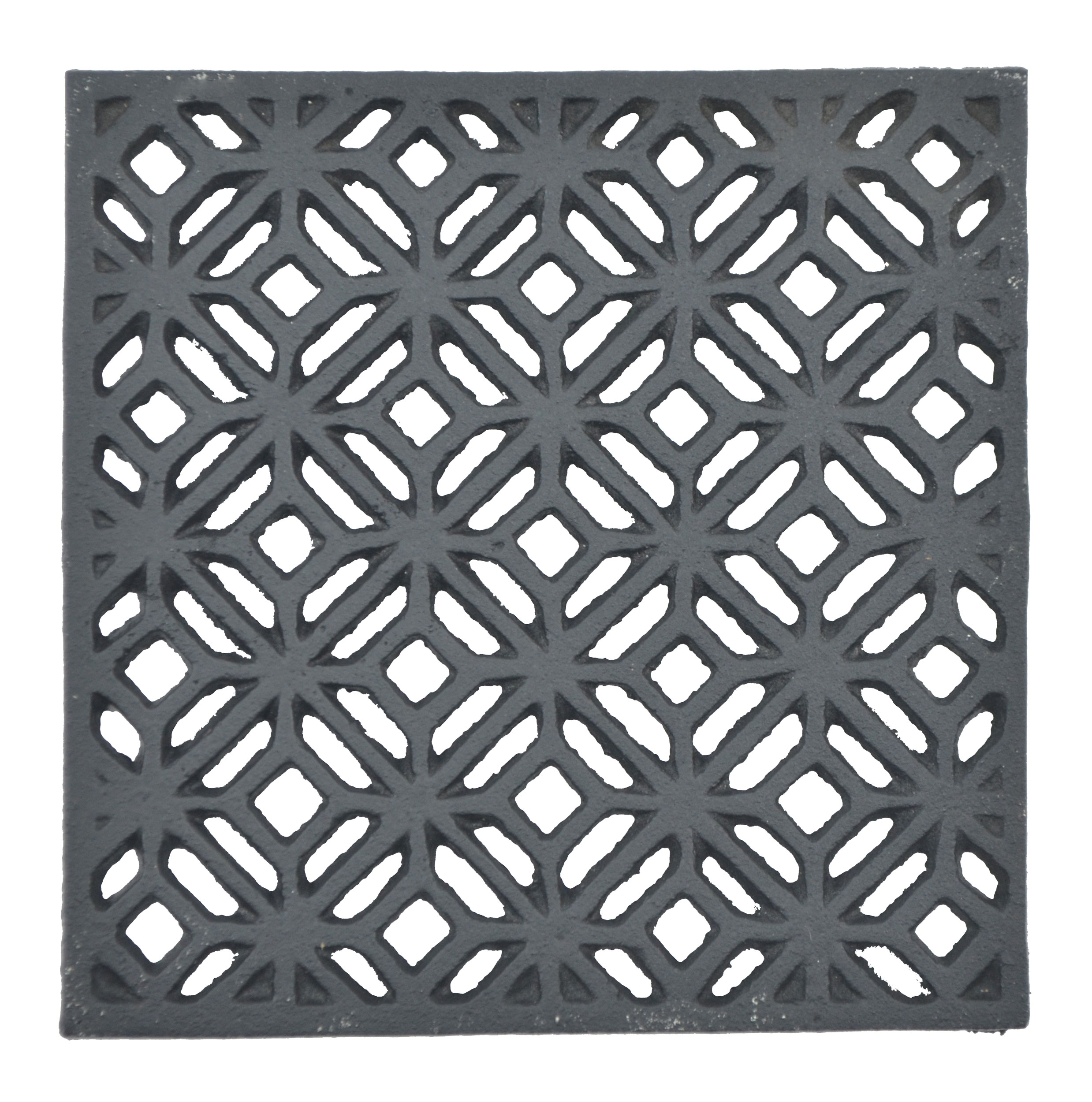 Ornate Diamond Square Trivet Black Cast Iron Kitchen Hot Pad