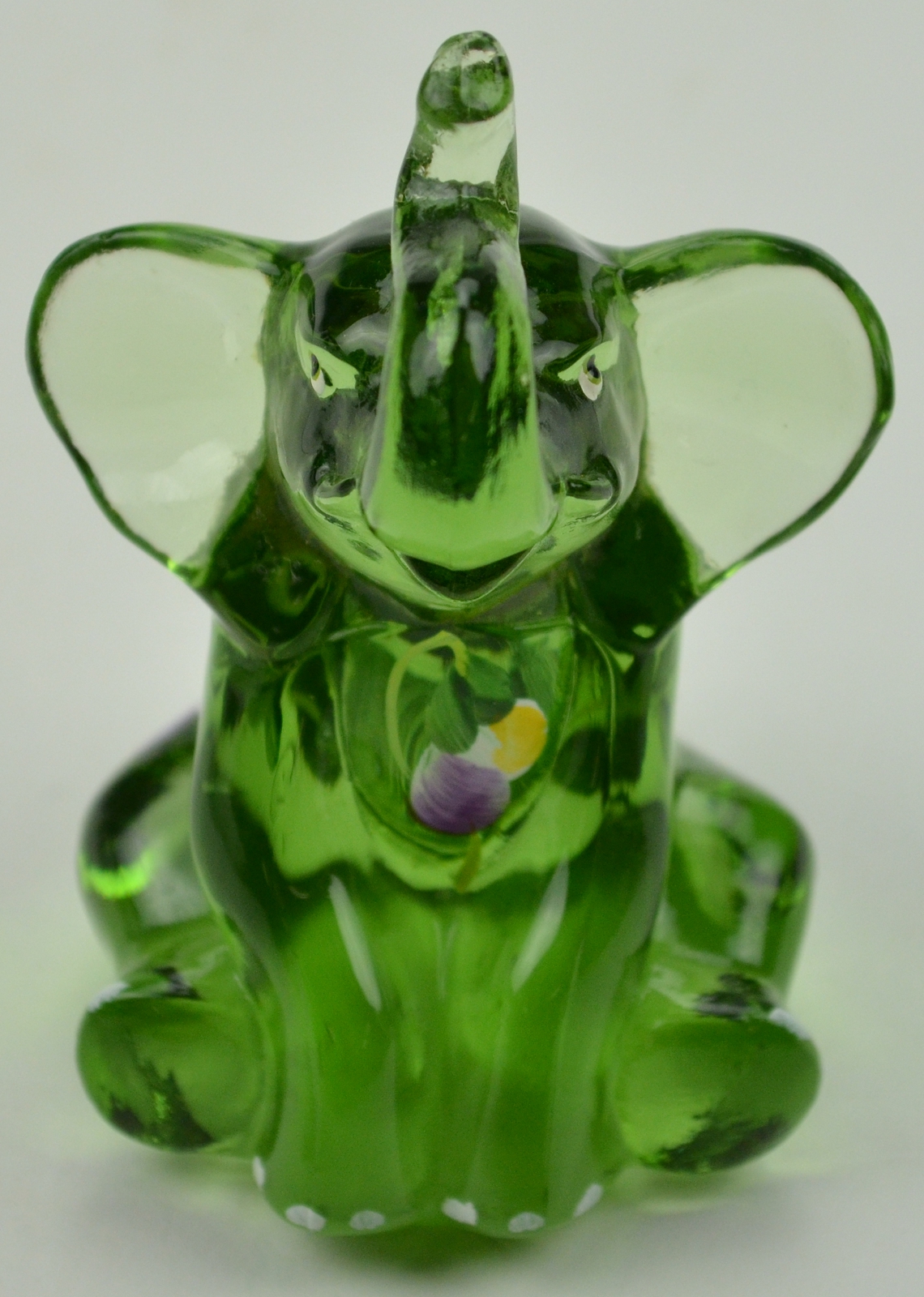 Fenton Art Glass Hand Painted For Lenox Emerald Green Elephant Figurine ...