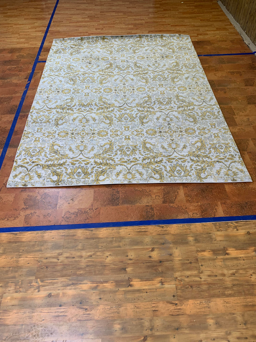 Overstreet Power Loom Damask Ivory/Gold Rug - Rectangle 8ft x 10ft
